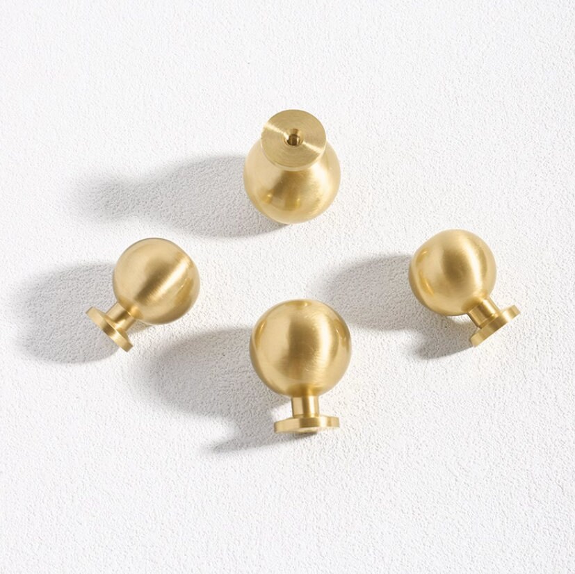 Solid Brass Ball Knobsround Knobsgold Knobssphere Drawer - Etsy