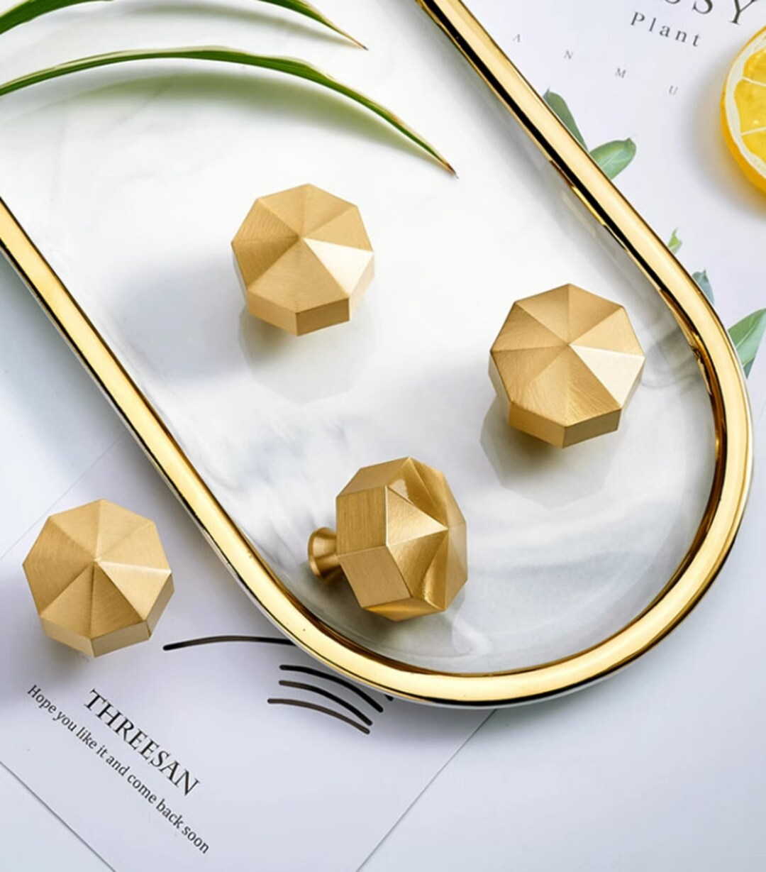 Brass Octagon Knob,solid Brass Handle,octagon Cabinet Knobs,drawer Knobs for Homes,one Hole Knob ...