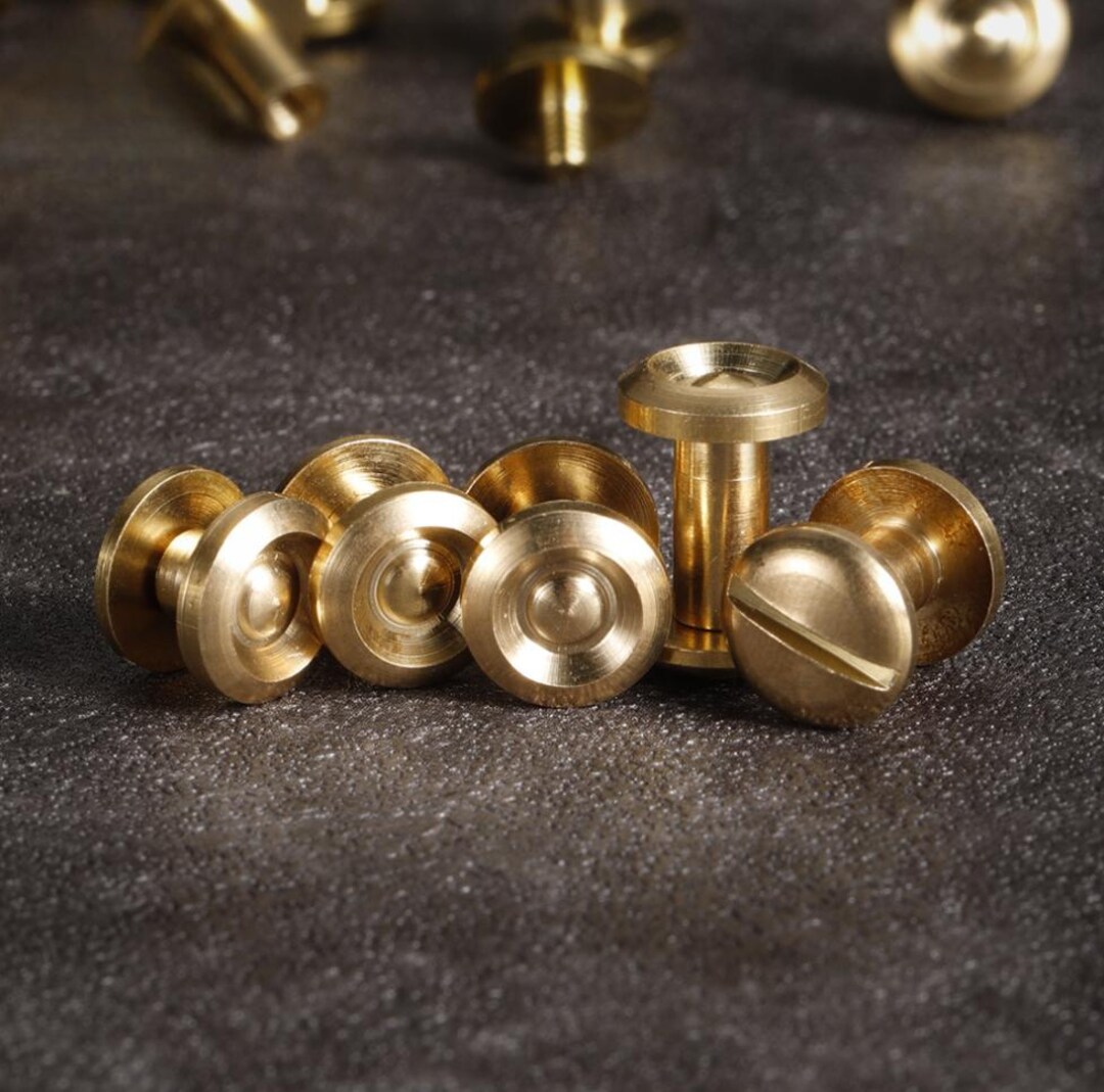 10 Sets Brass Rivets, Brass Cap Screwed Studs/ Button Leather Bucket ...