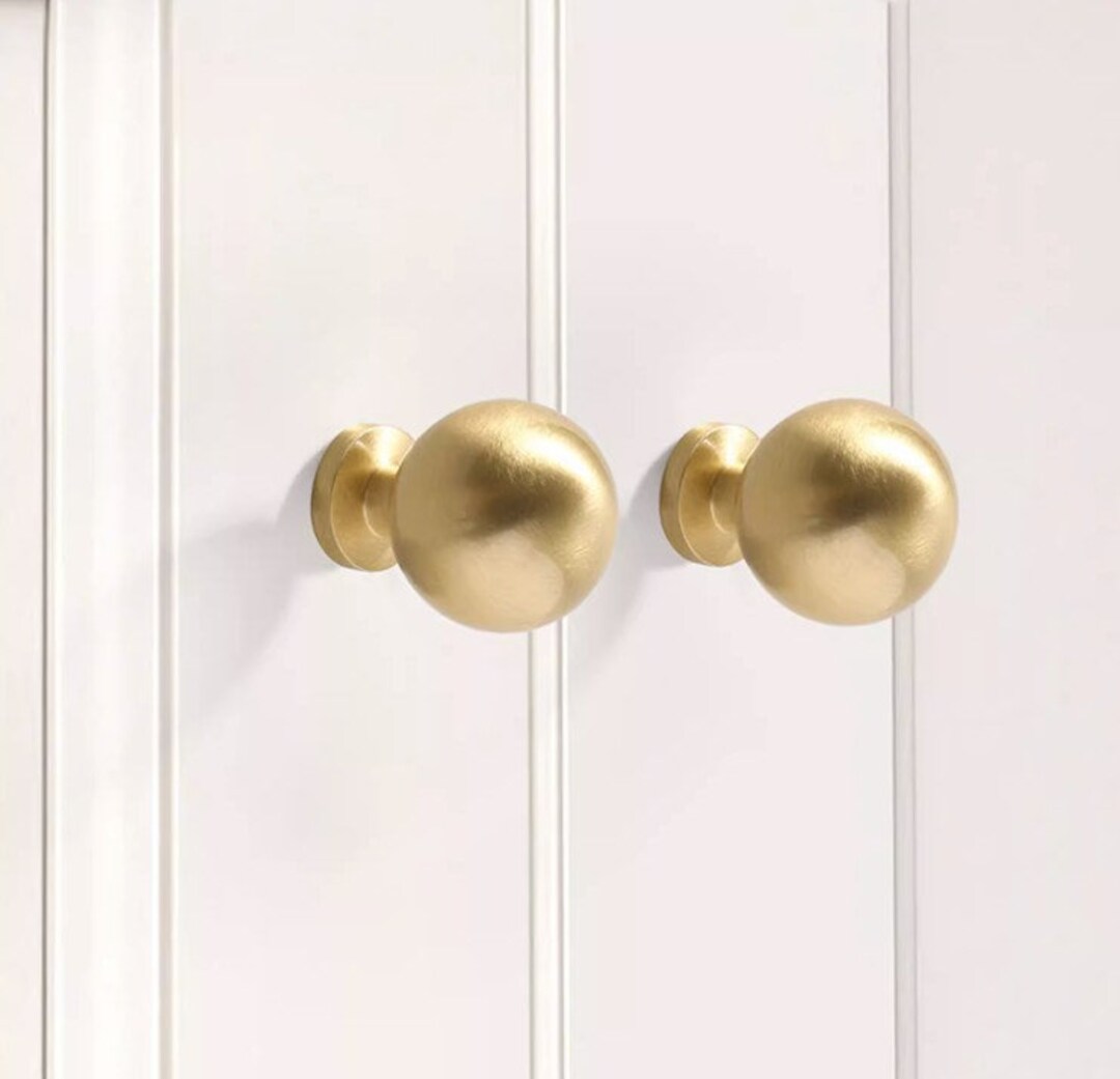 Solid Brass Ball Knobs,round Knobs,gold Knobs,sphere Drawer Knob,drawer ...