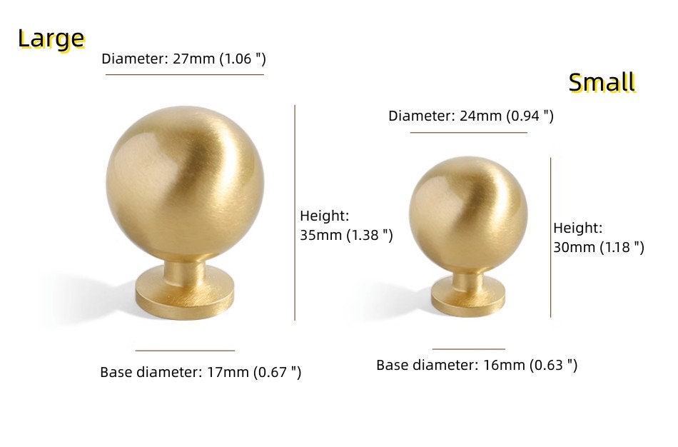 Solid Brass Ball Knobsround Knobsgold Knobssphere Drawer - Etsy