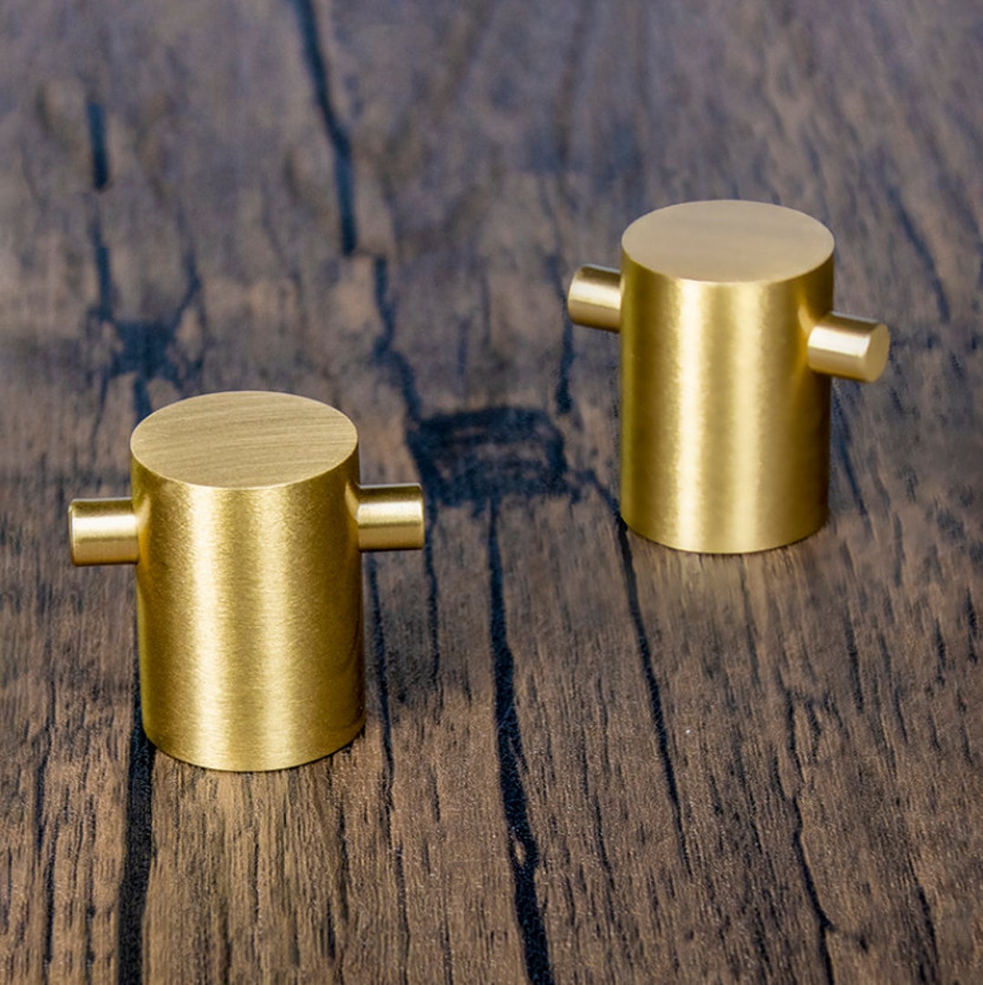 Solid Brass Knobs,cylinder Single Hole Knob,gold Knobs,bathroom Knob,brushed Drawer Knob,dresser ...