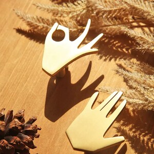 Gold Brass Handles,ok/hello Hand Shape Pull,ok Door Knobs,babyroom ...