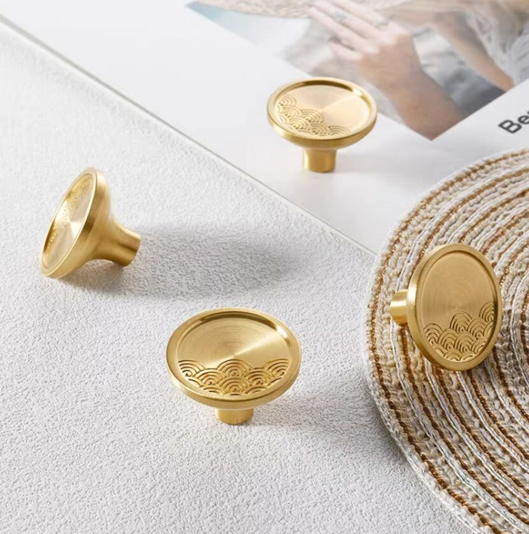 Ocean Waves Drawer Round Knobs Handles, Wave Cabinet Round Knobs Pulls ...