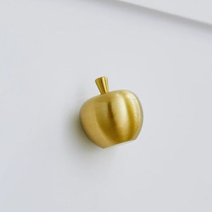 Apple Brass Pulls,gold Apple Door Knob,solid Apple Drawer Knob,apple ...