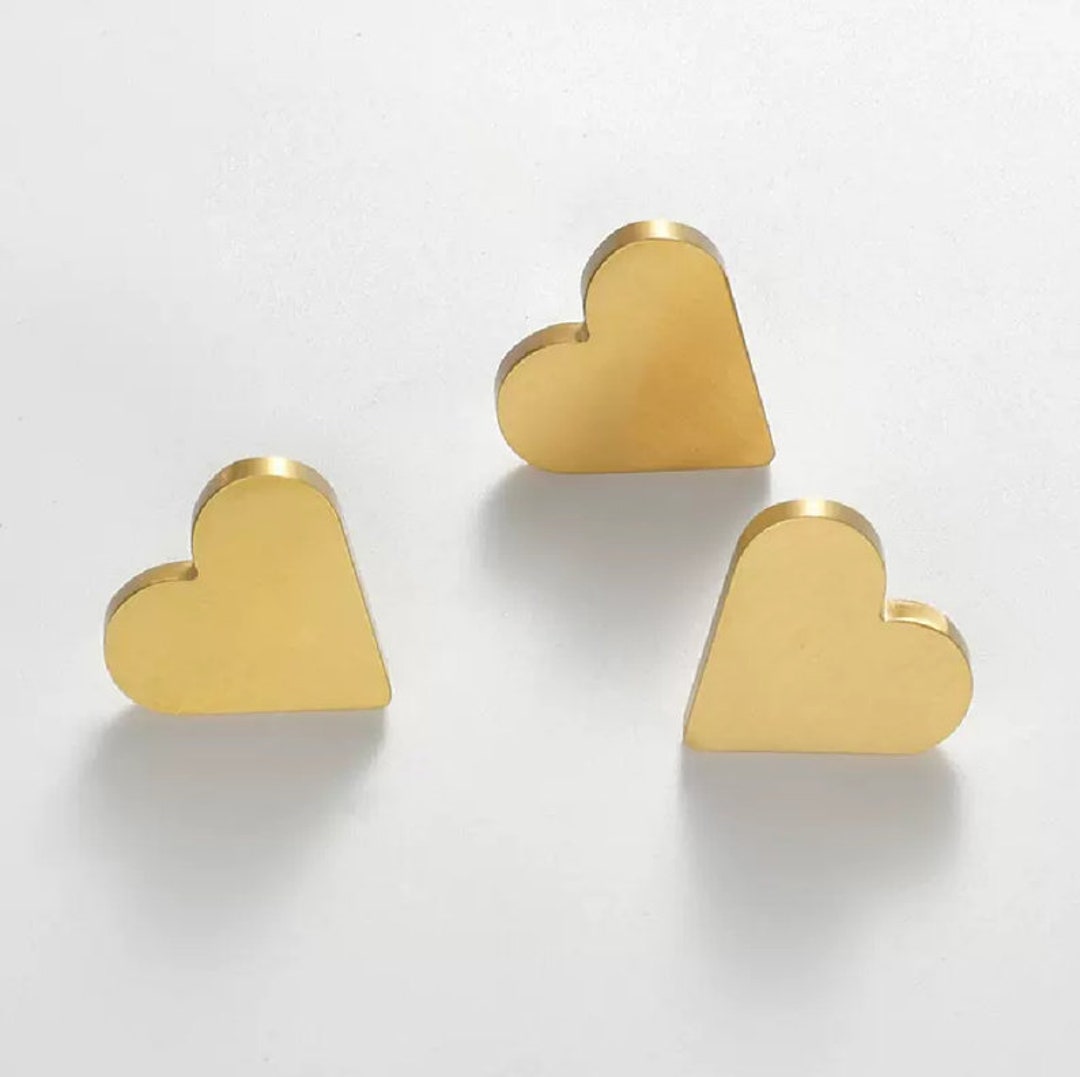 Brass Heart Knobs Pulls,solid Brass Knobs,love Heart Knob,brushed Heart ...