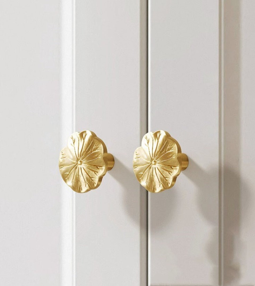 Solid Lotus Leaf Brass Pulls,lotus Leaf Knobs Pulls,wardrobe Knob,gold ...