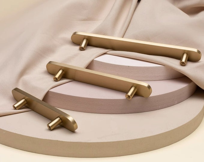 Brushed Brass Drawer Handles Pulls, Brass Gold Drawer Knobs Pulls ...