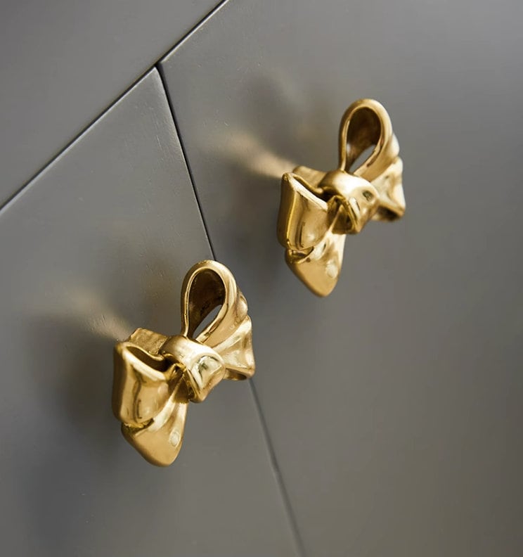Gold Bow Knobs Handlesolid Brass Bow Knobs Pullsbow Drawer - Etsy