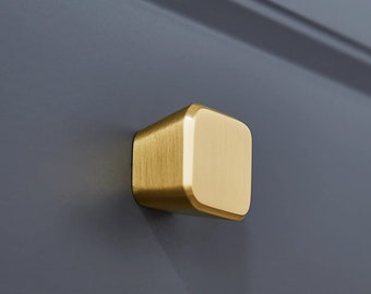 Solid Brass Cube Knob - Etsy