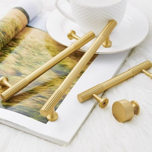 Solid Brass Knurled Handle,t Bar Handles,texture Handle,gold Wardrobe ...