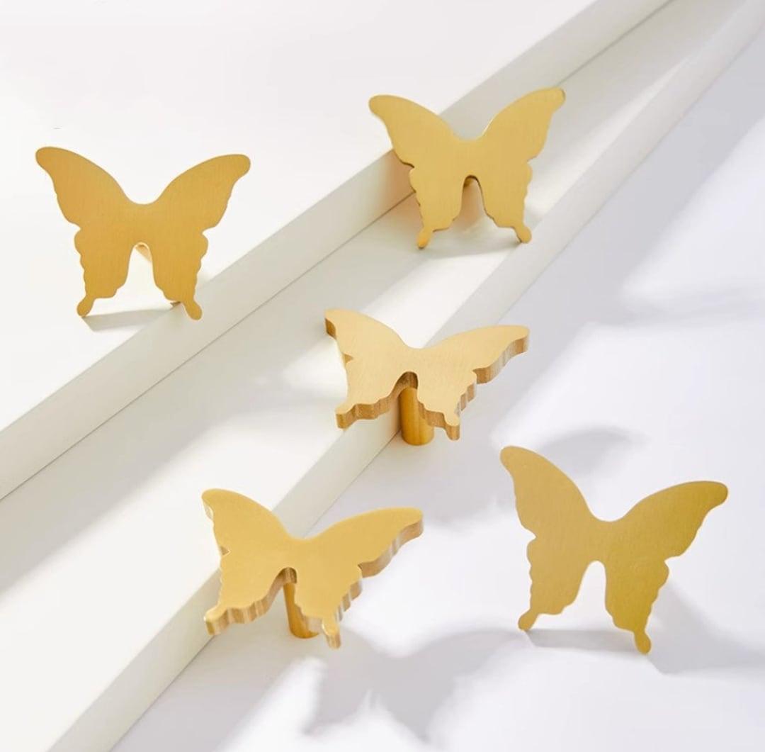Brass Butterfly Knobs,butterfly Drawer Pulls,kids Knobs,dresser Pulls ...