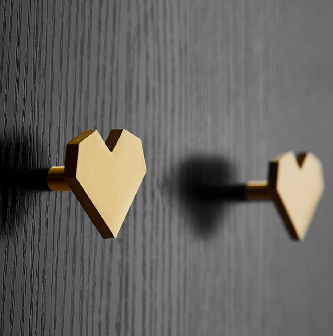 Golden Heart Handle,kids Heart Pulls,brass Heart Knobs,drawer Knobs ...