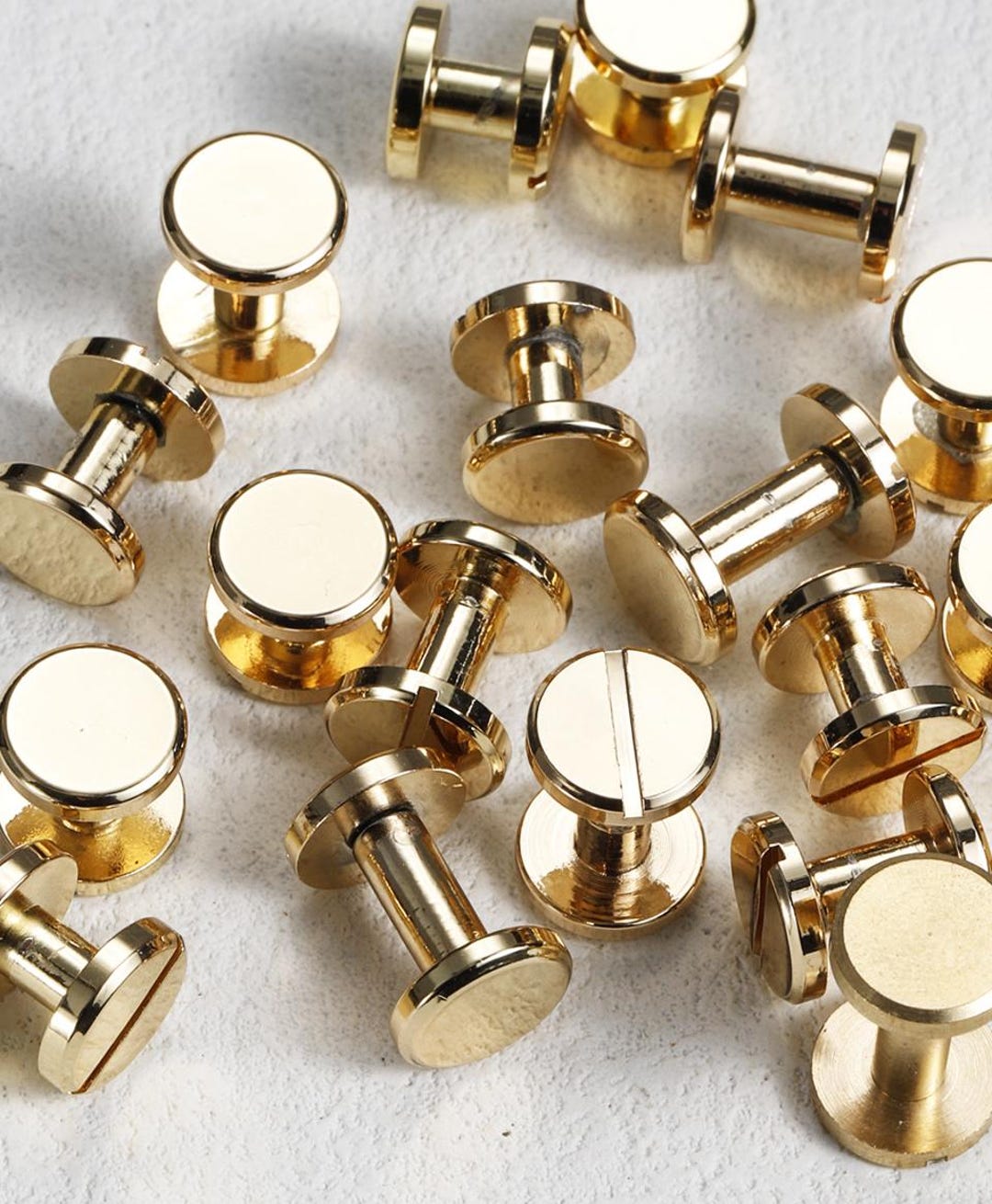 10 Sets Rack Plating Brass Flat Rivets - Concave Cap Studs - (rod ...