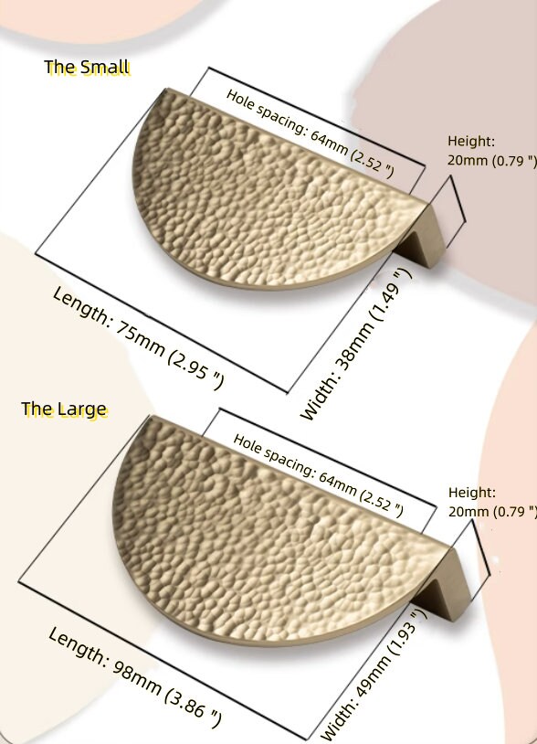 Half Round Handleshand Hammered Handlessemicircle Brass - Etsy