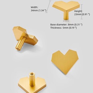 Golden Heart Handle,kids Heart Pulls,brass Heart Knobs,drawer Knobs ...