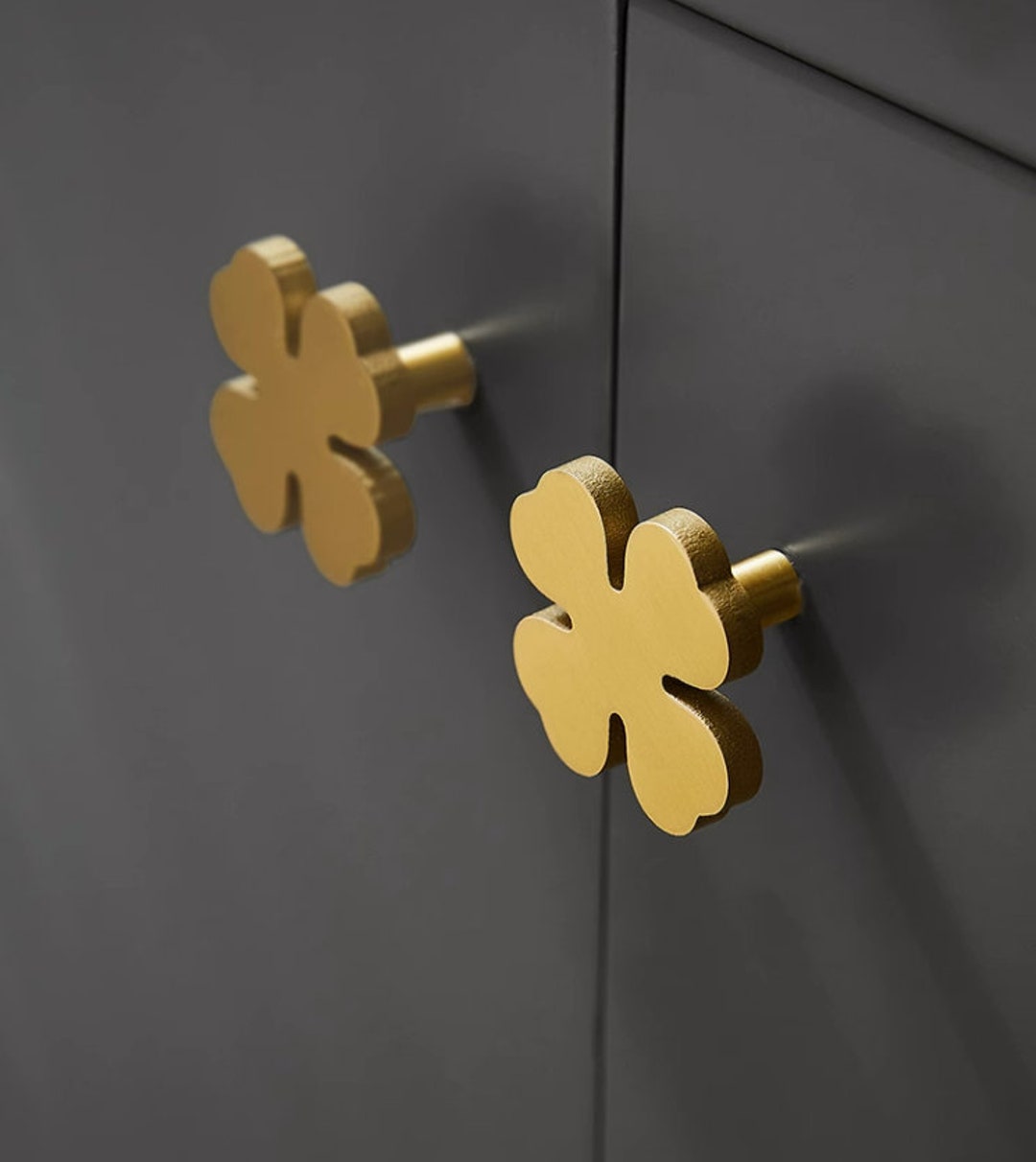 Brass Four Leaf Clover Pulls,golden Flower Knobs ,four Leaf Wardrobe ...