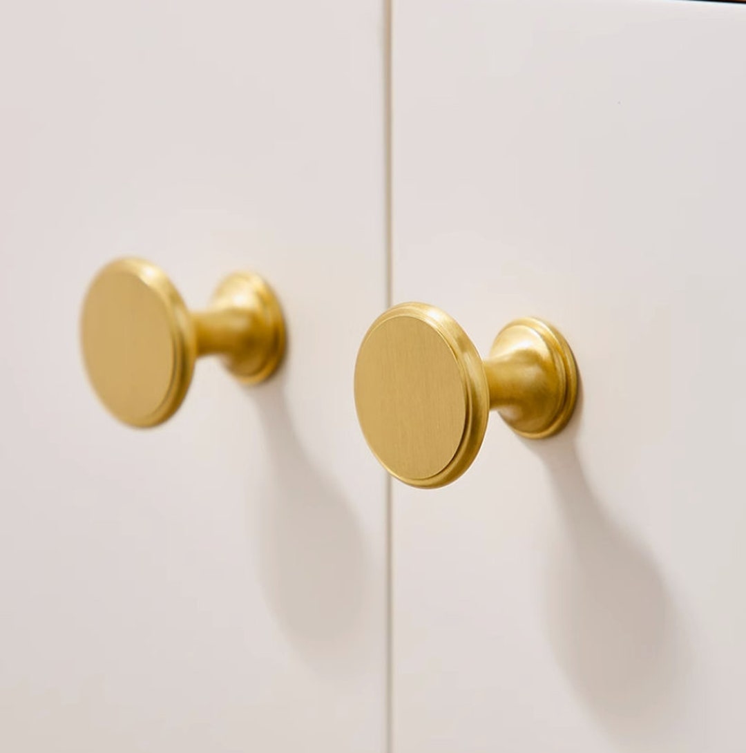 Gold Simple Drawer Knob,round Furniture Knobs,solid Brass Knobs,dresser ...