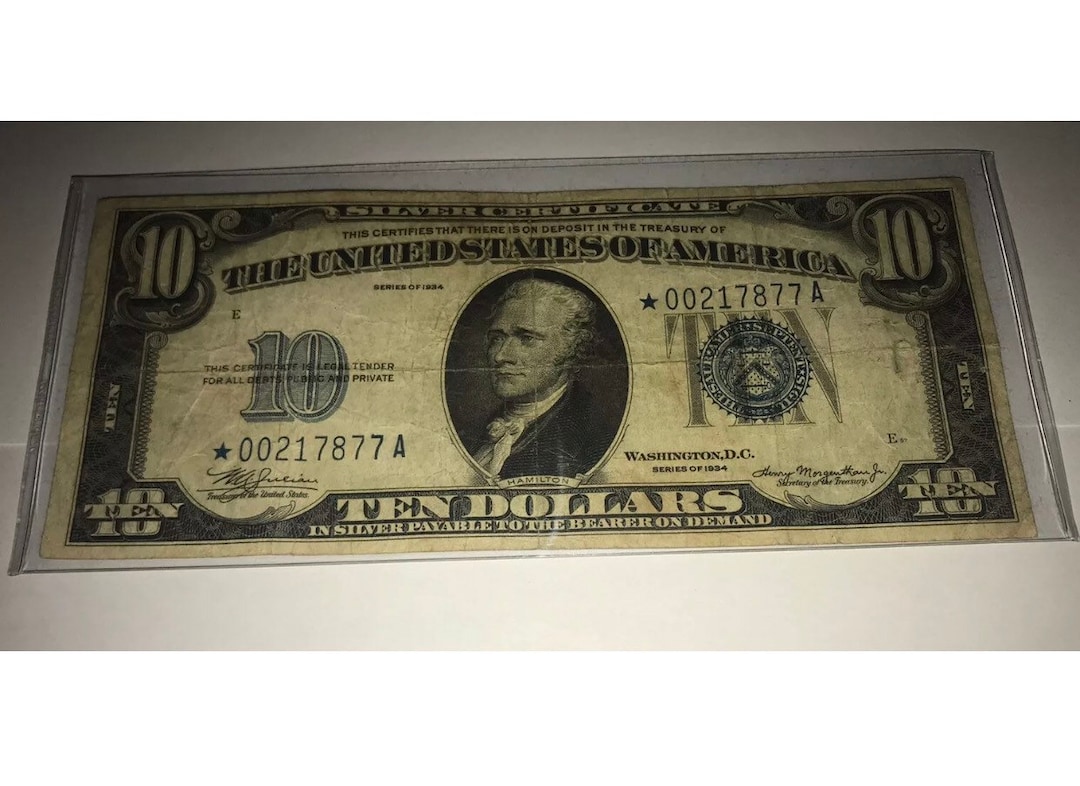 10 Dollar Bill Blue Certificate 1934 - Etsy