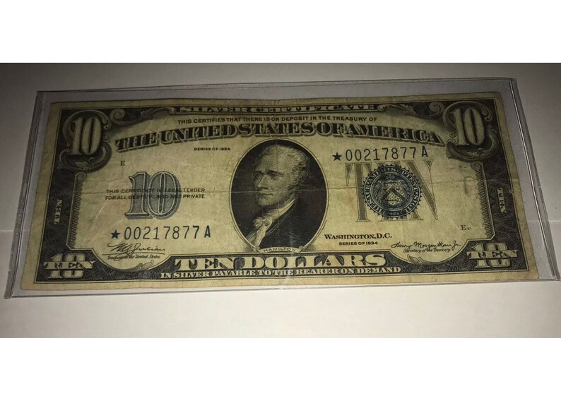 10 Dollar Bill Blue Certificate 1934 - Etsy