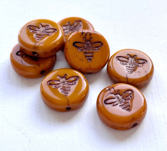 12 Mm Buzzy Bee Brown Orange Honey Coin Bronze - Etsy