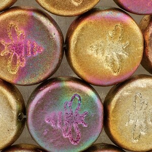 12 Mm Buzzy Bee Sunset Metallic Coin, Bronze Pattern,premium Czech ...