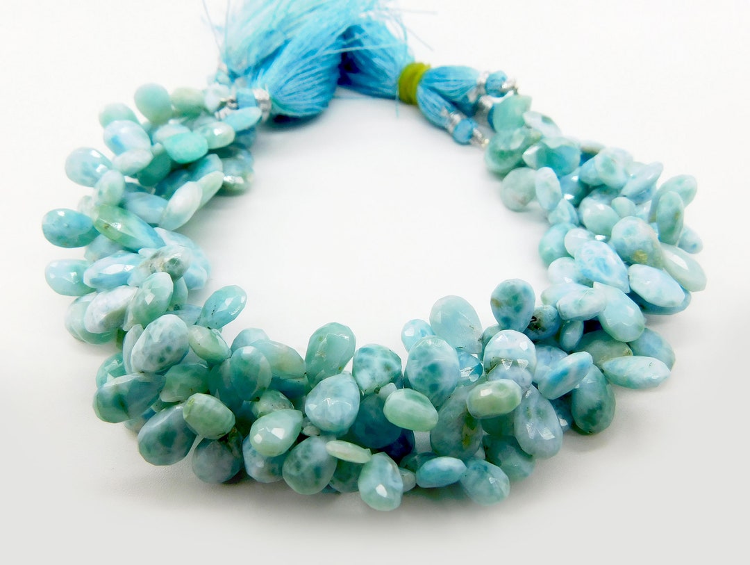 Natural Dominican Larimar Faceted Pear Shape Briolettes, Larimar 6x9 MM ...