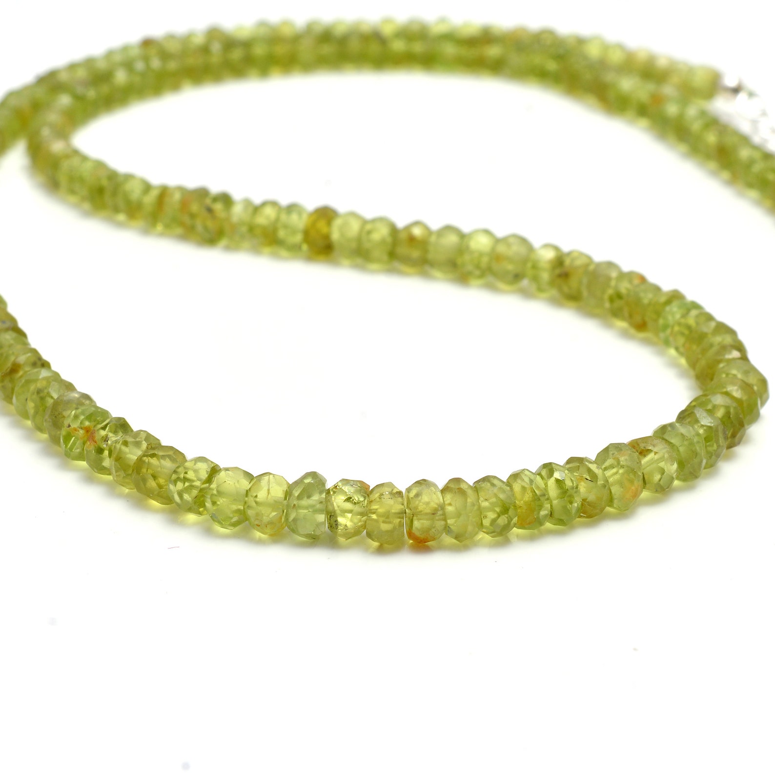 Natural Peridot Beaded Necklace Peridot 4MM Beaded Necklace - Etsy