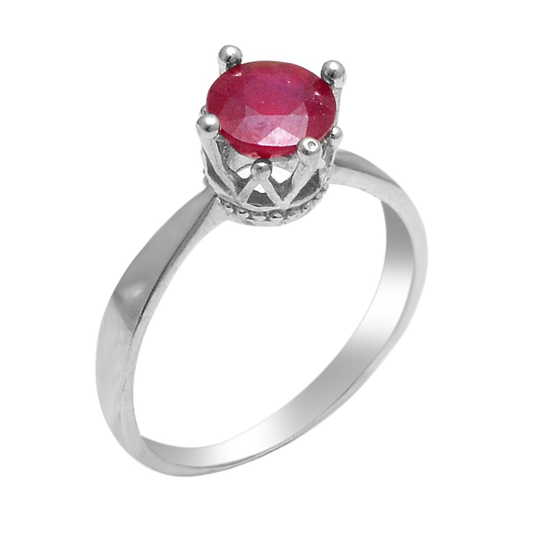 Ruby Gemstone Rings 925 Sterling Silver Stacking Ring. July - Etsy