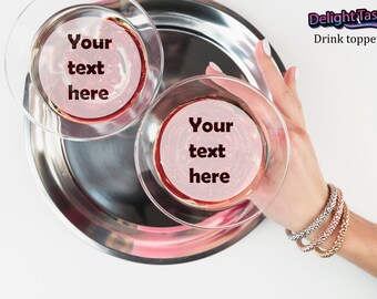 50 Personalized Edible Drink Toppers Initials Elegance Custom Wafer ...