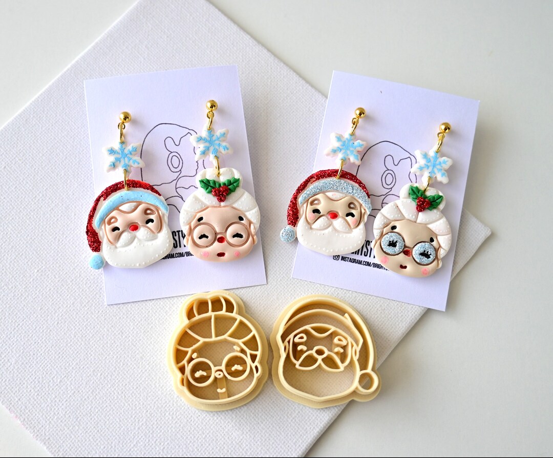 Santa and Mrs Claus Polymer Clay Cutter SET Holiday Winter Clay Cutters ...