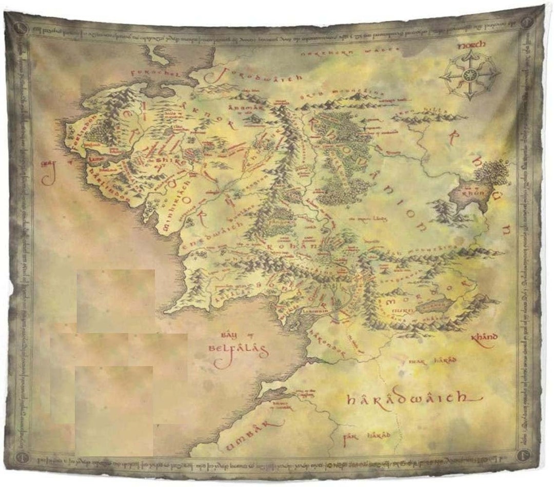 Middle Earth Map Tapestry Artwork Wall Hanging Tapestries Mattress ...