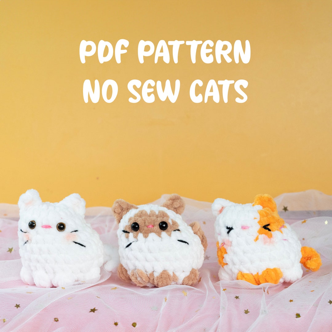 3 in 1 No Sew Crochet Cat Pattern - Amigurumi Cat Pattern Crochet Cat - No Sew Bun Cat ...