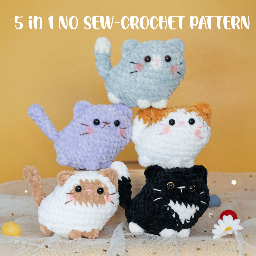 NO SEW 5 in 1 Crochet Cat Pattern PDF Amigurumi Cat Pattern Crochet ...