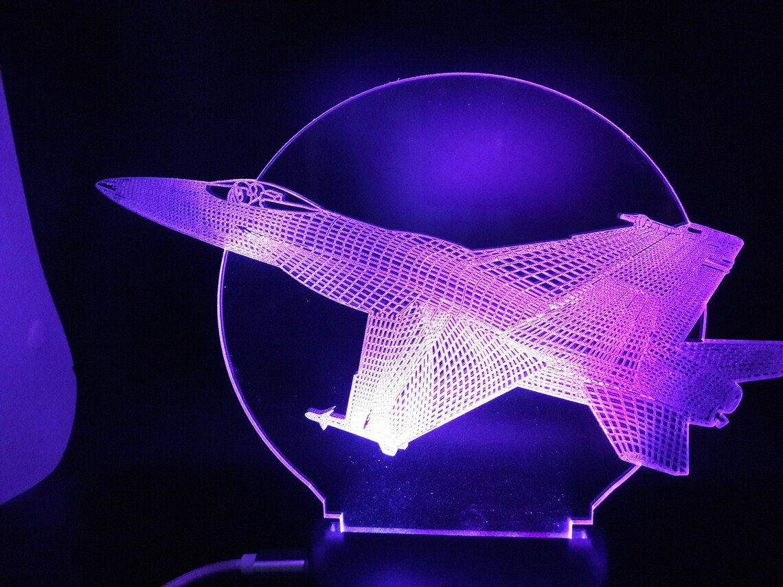 Fighter Jet Personalised LED 3D Lamp Laser Engraved Optical - Etsy UK
