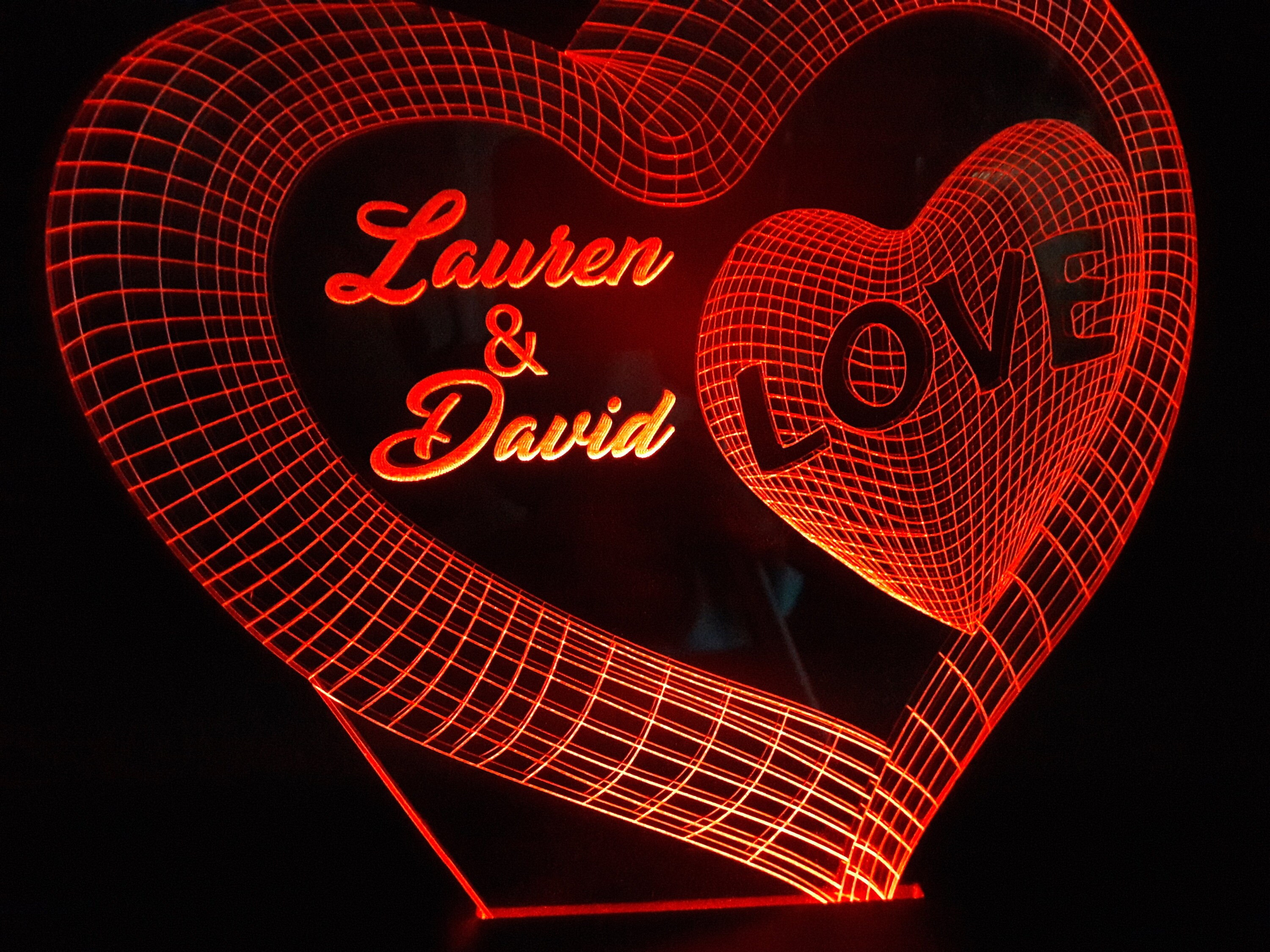Love Heart LED Lamp Personalised 3D Illusion 7 Colour | Etsy
