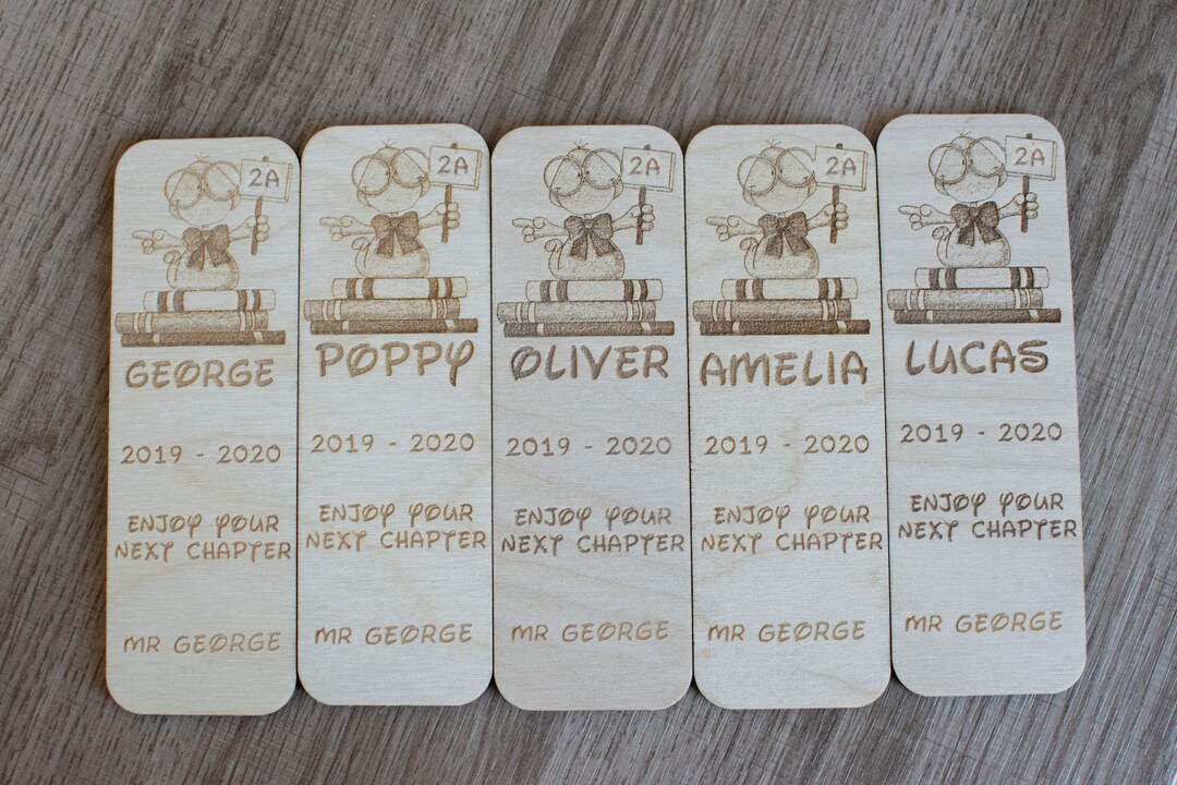 Wooden Bookmark , Gift to Leaving Pupils Children , Personalised With ...