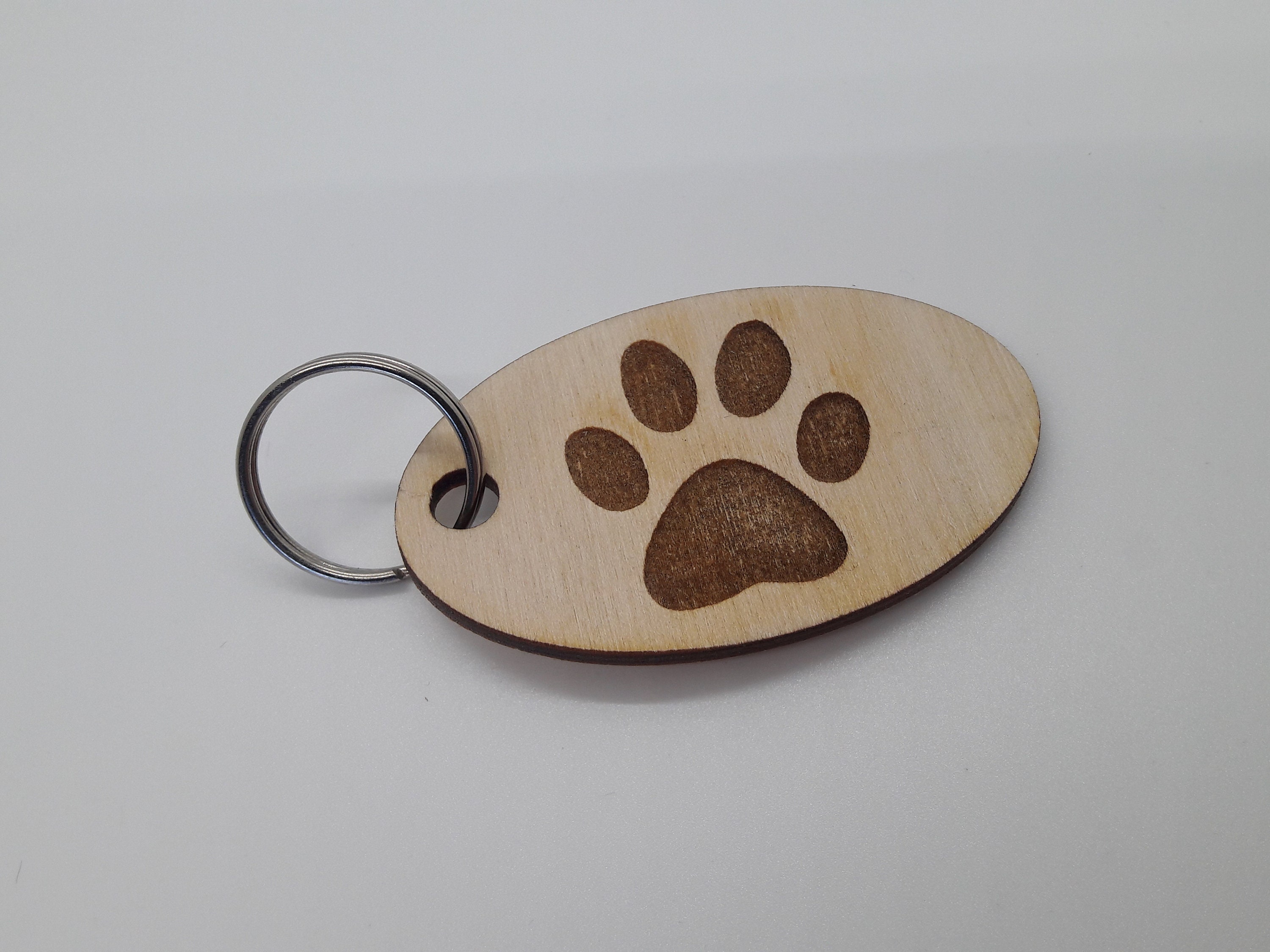 Paw Print Keychain Dog Paw Cat Paw Engraved Wood Key Ring - Etsy UK