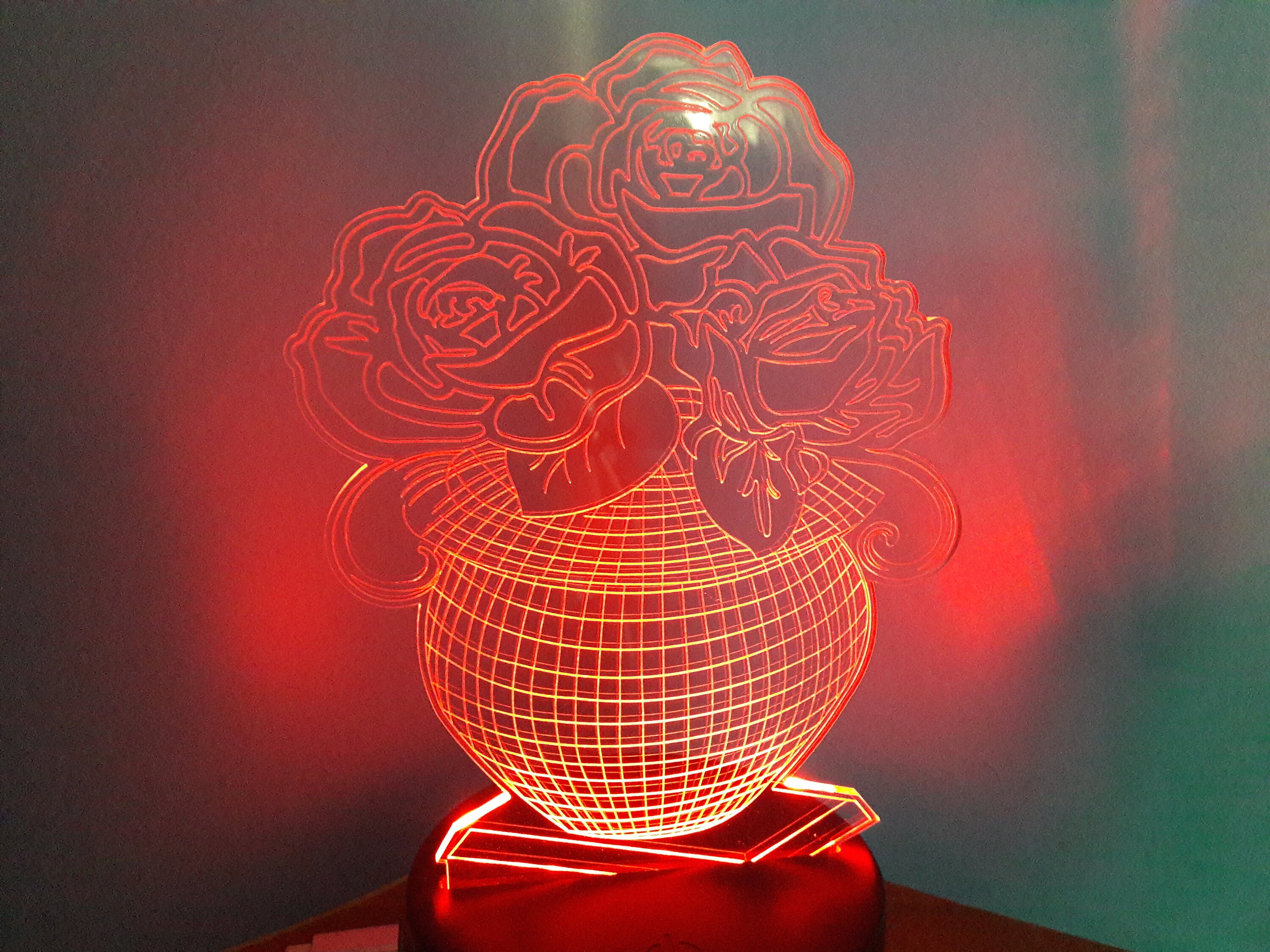 Roses LED 3D Lamp Laser Engraved Optical Illusion 7 - Etsy