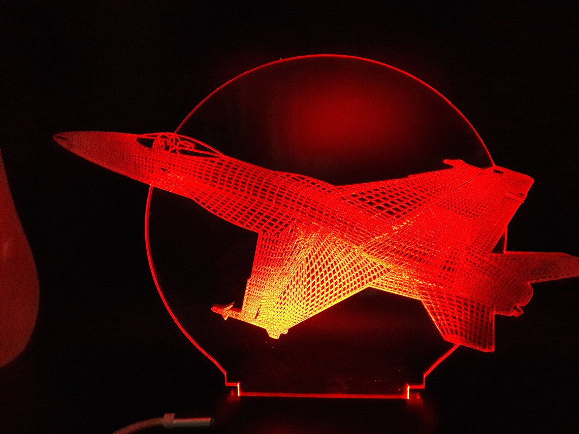 Fighter Jet Personalised LED 3D Lamp Laser Engraved Optical - Etsy UK