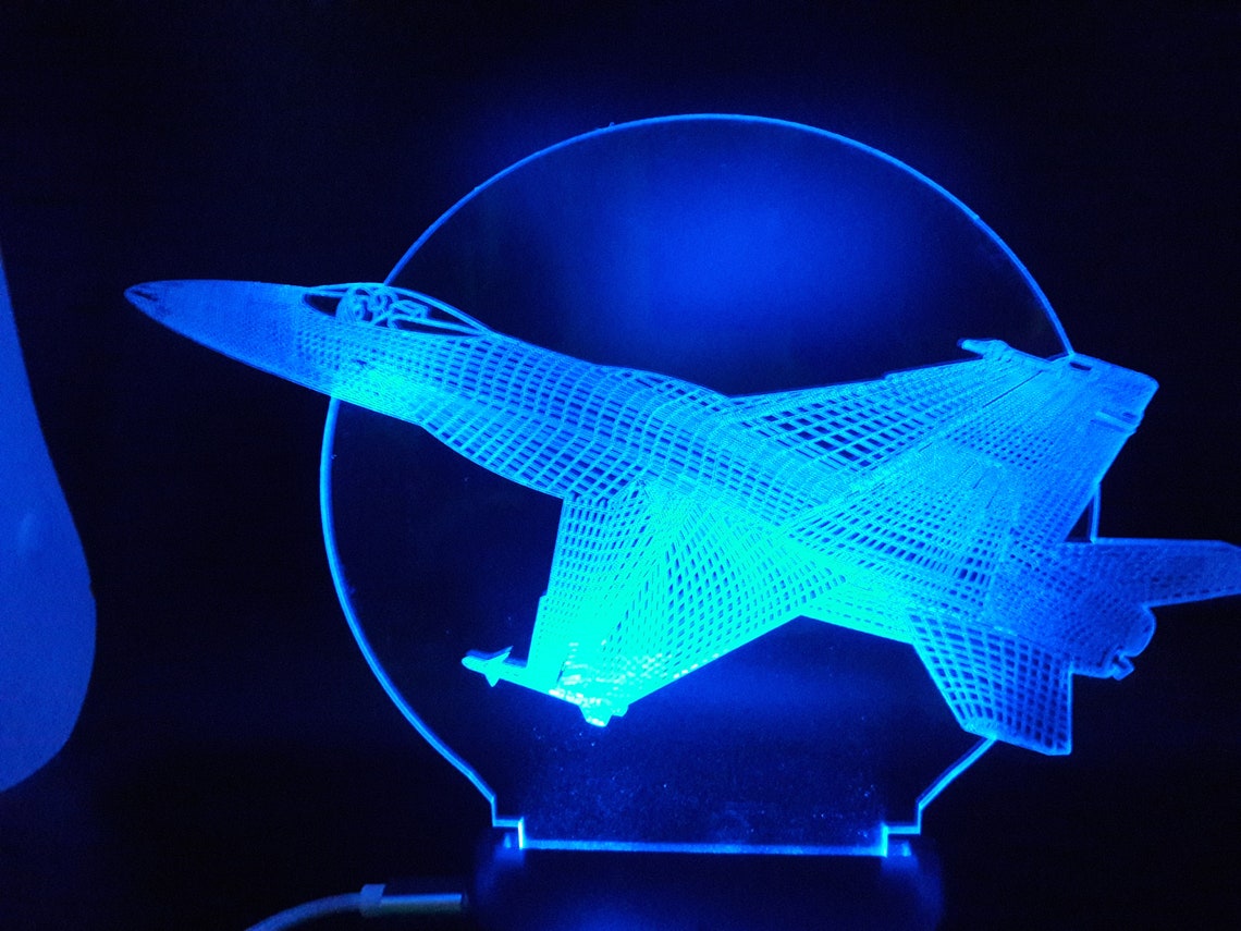 Fighter Jet Personalised LED 3D Lamp Laser Engraved Optical - Etsy UK