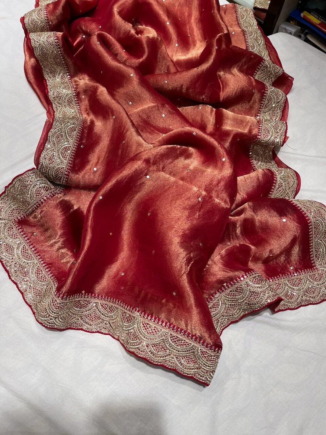 Exclusive Brocade Fabric on Pure Tissue Saree With Mukesh Work ...