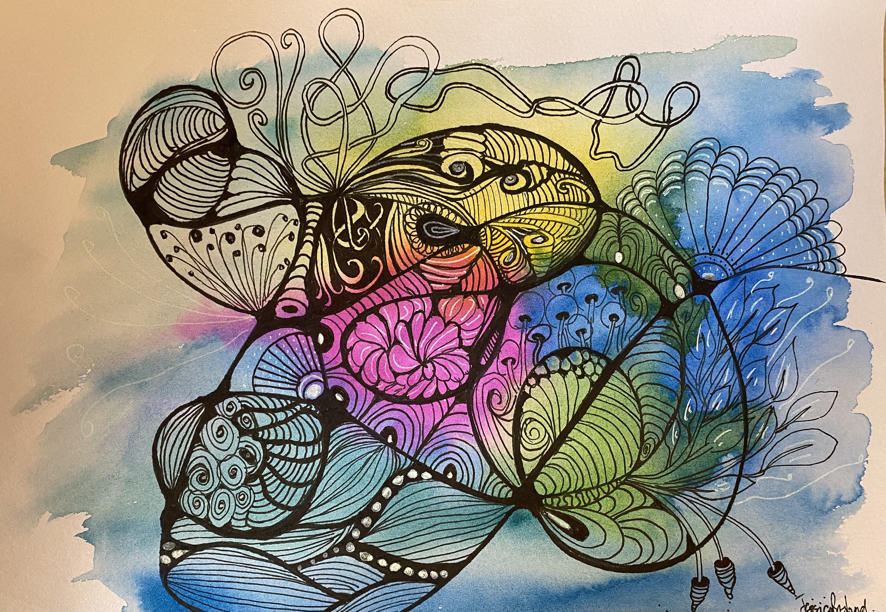 Archival prints neurographic art with zentangles | Etsy