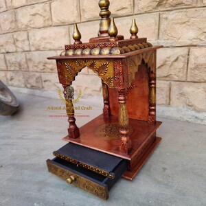 Wooden Temple Mini Temple Mandir Handcrafted Hindu Pooja Ghar Mandap ...