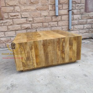 Wooden Coffee Table, Wood Square Box Style Coffee Table, Wooden ...