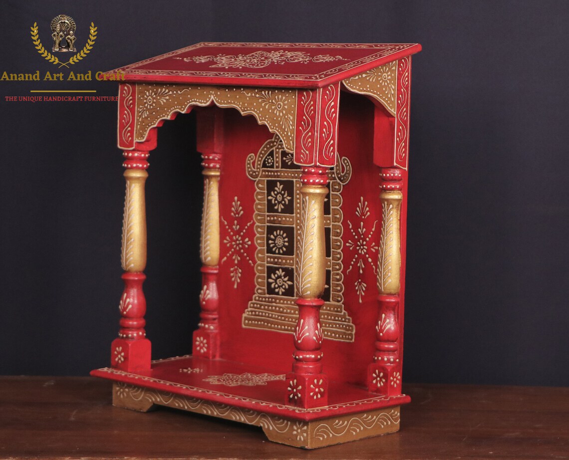 Wood Temple Mandir Handcrafted Hindu Pooja Ghar Mandap for | Etsy