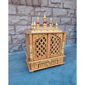 Wooden Temple Gold Mandir Handcrafted Pooja Ghar Mandap for Worship ...