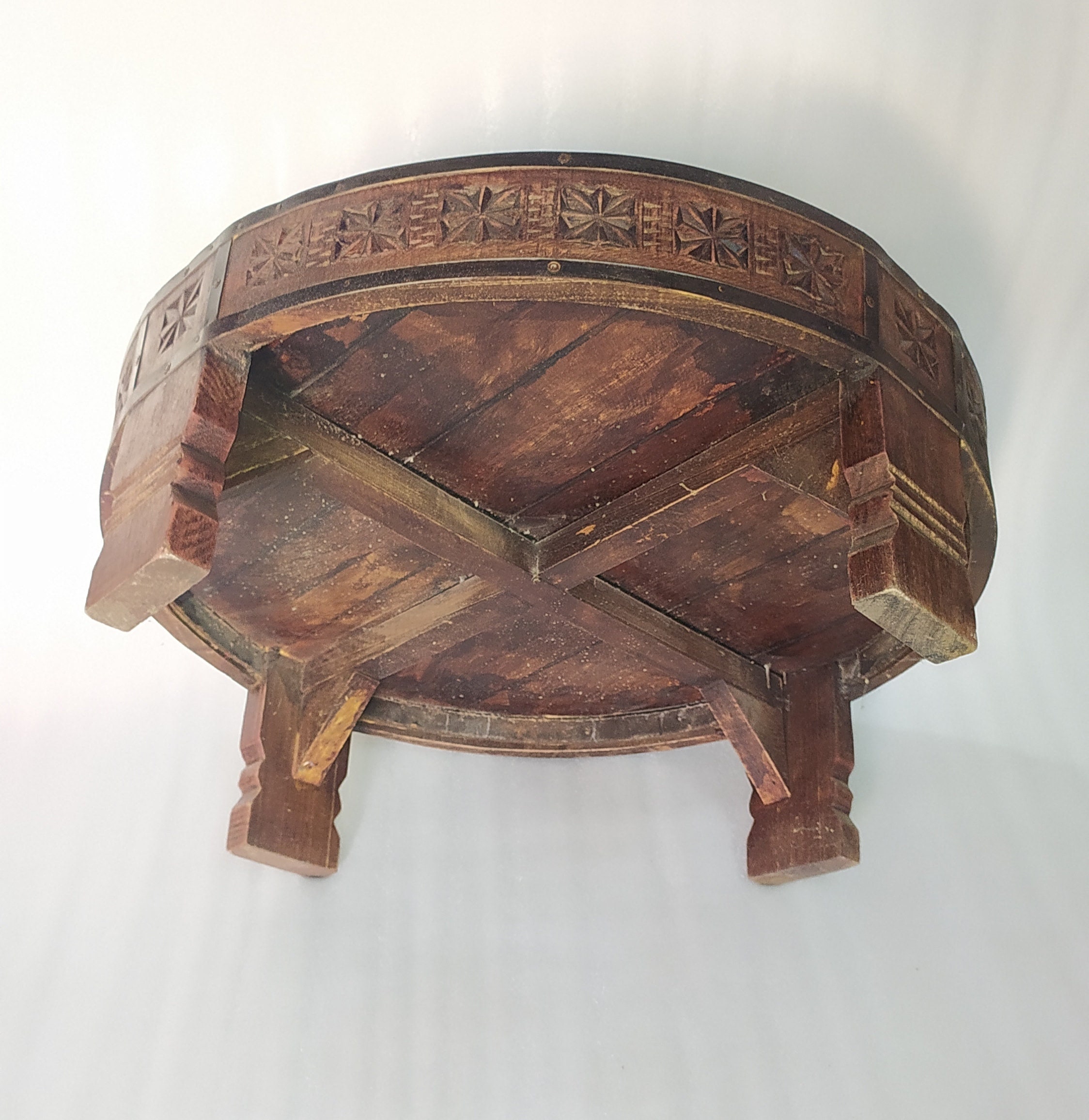 Wooden Chakki Indian Grinder Table Carving Coffee Table - Etsy