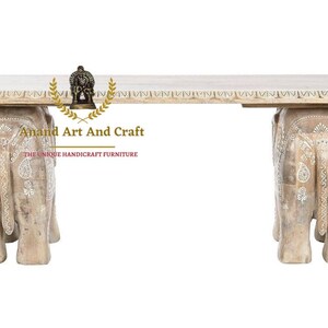 Wood Ethnic Elephants Table, 2 Elephant Table Wooden Top, Wood Coffee ...