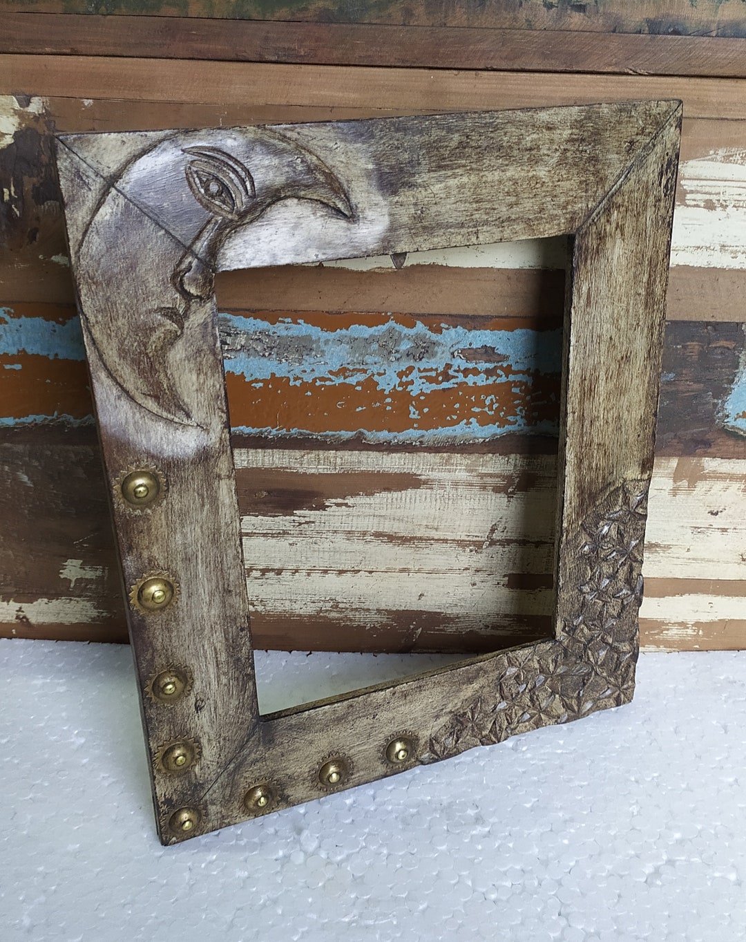 Wood Picture Frame Photo Frame, Hand Made and Carved, Unique Design ...